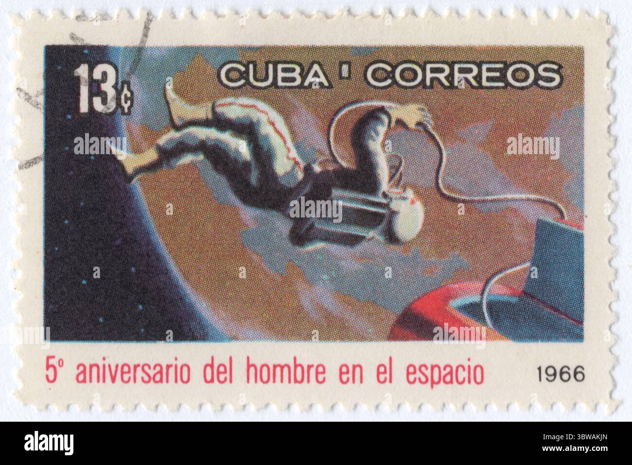 CUBA - 1966 April 12: 13 centavo multicolored postage stamp depicting ...