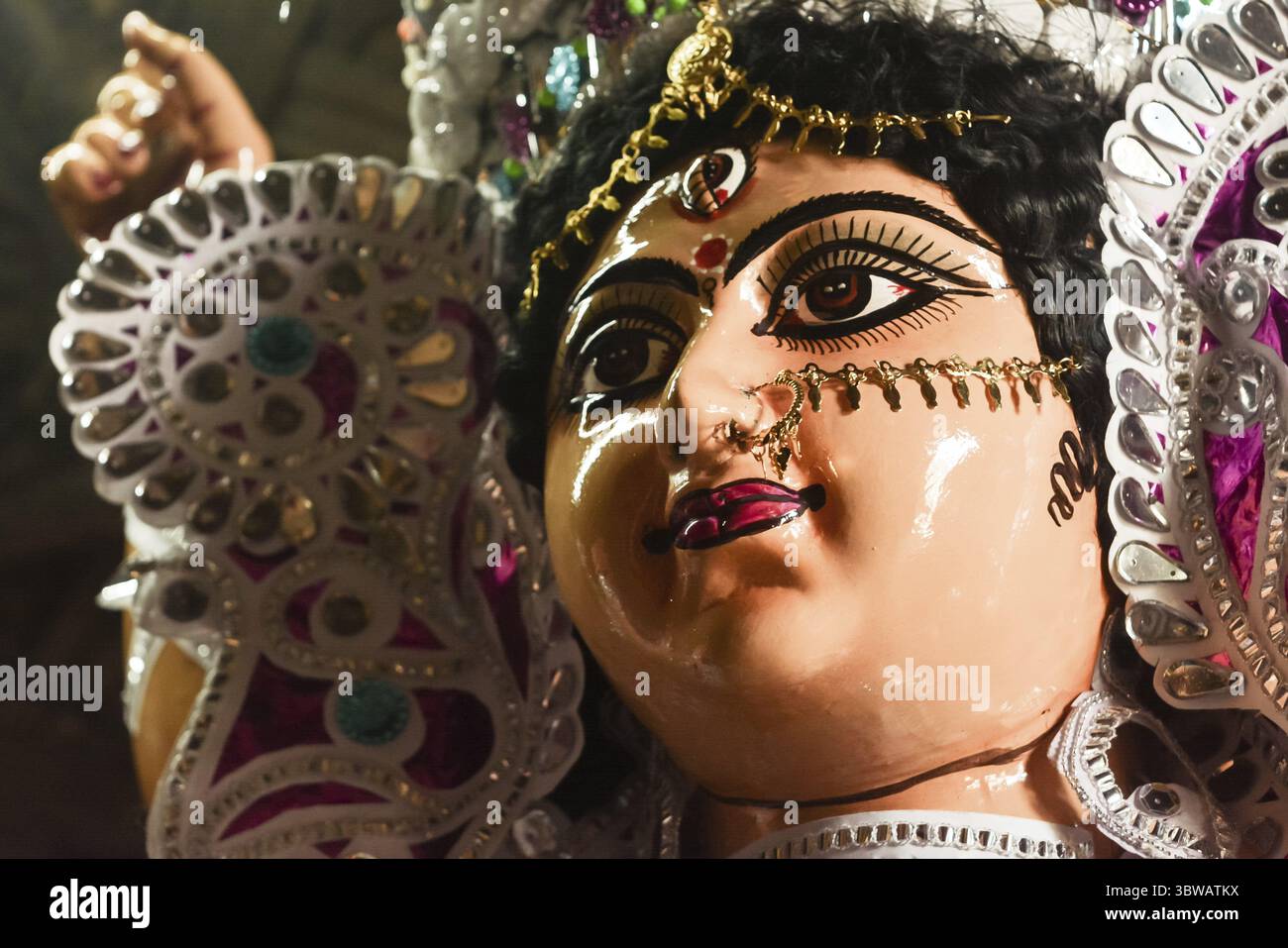 Close up of Goddess Maa Durga Idol. A symbol of strength and power ...