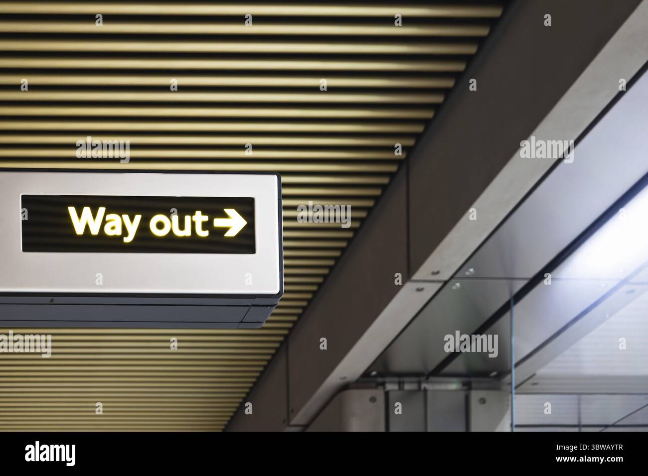 Illuminated - Way Out - sign in an underground subway station ...