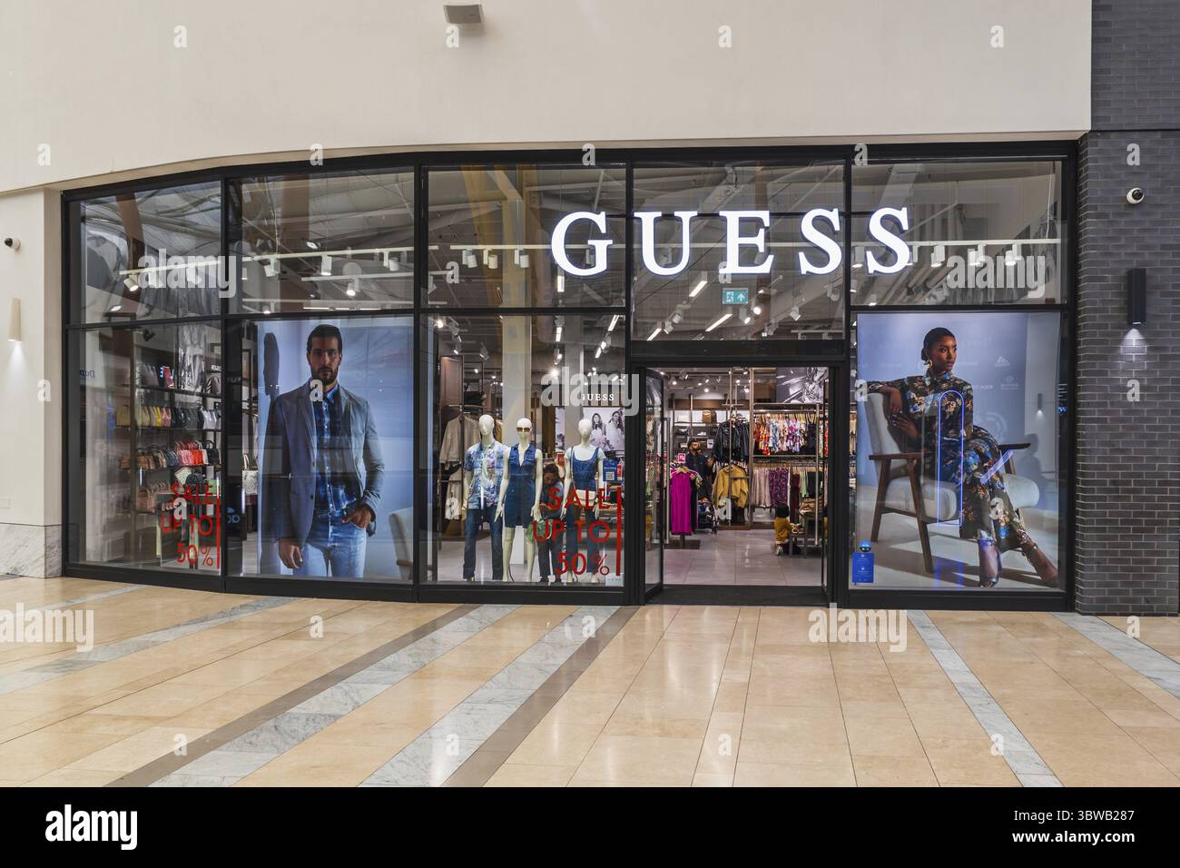 The stylish Guess clothing store at The O2 Arena, showcasing trendy ...