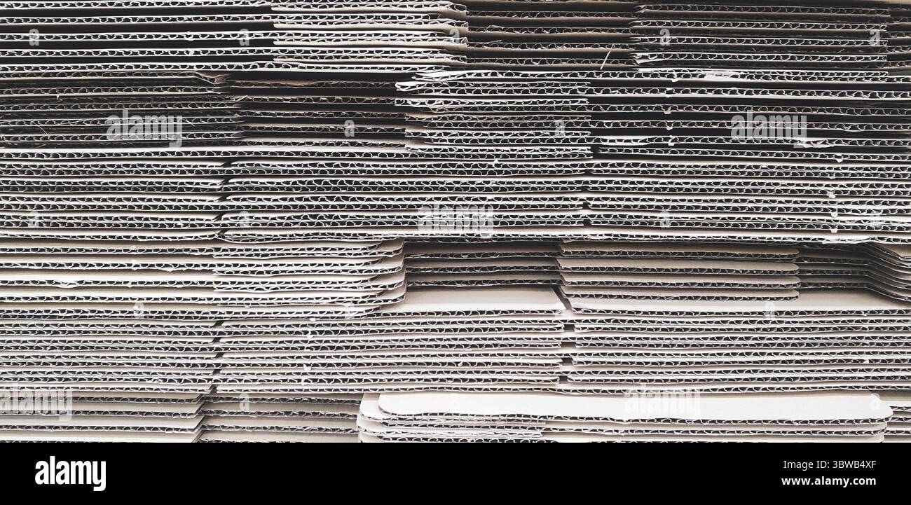 Paper cardboard parcel box pile stacked. Shipping industry and ...