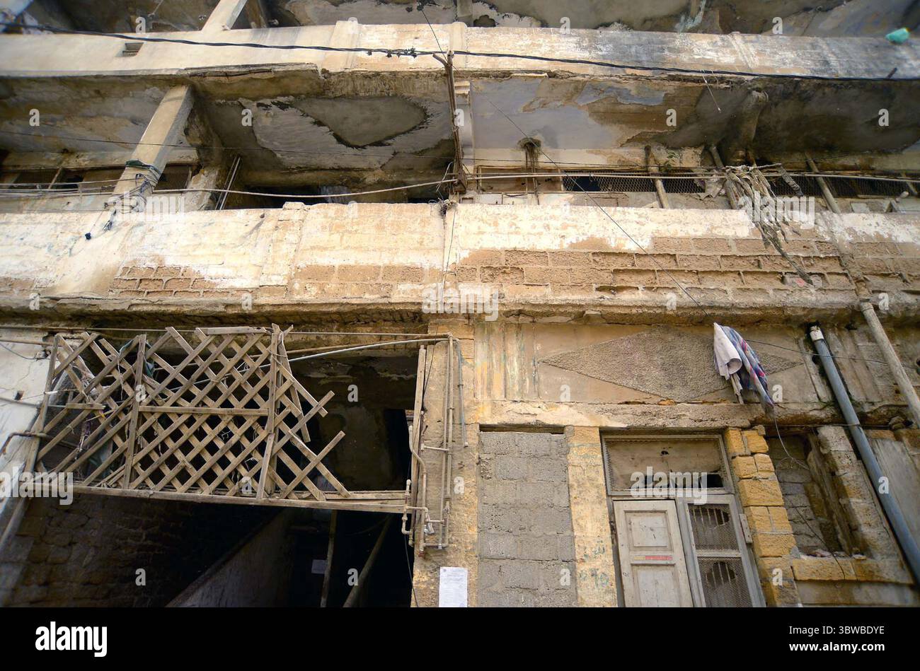 View of old constructed building seen sealed by Sindh Building Control ...