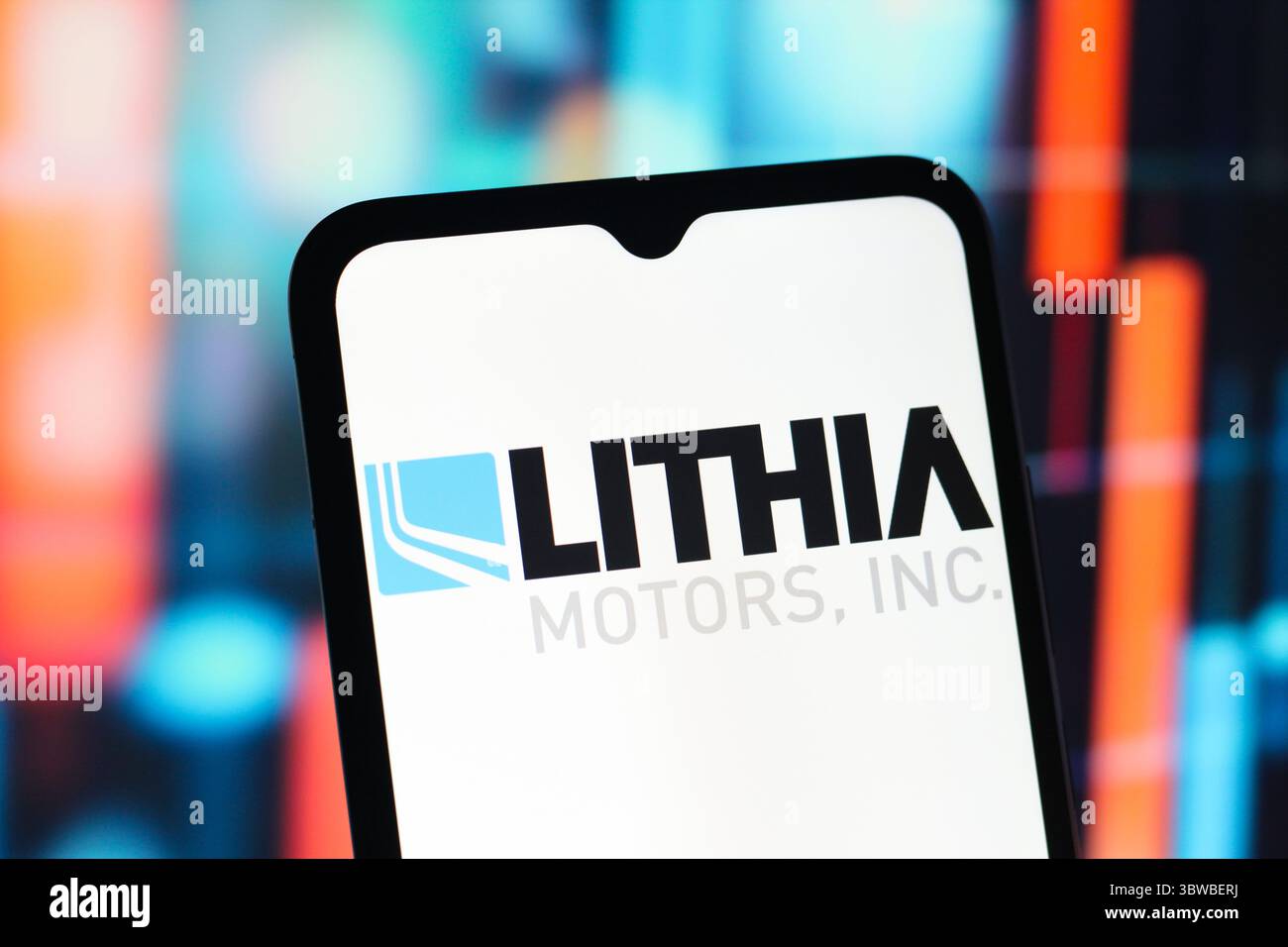 In this photo illustration, the Lithia Motors logo is seen displayed on ...