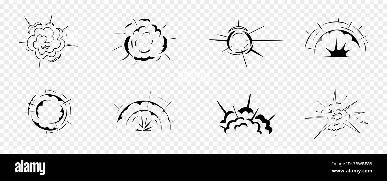 Explosion effect comic manga line sketch. Motion anime explode, radial ...