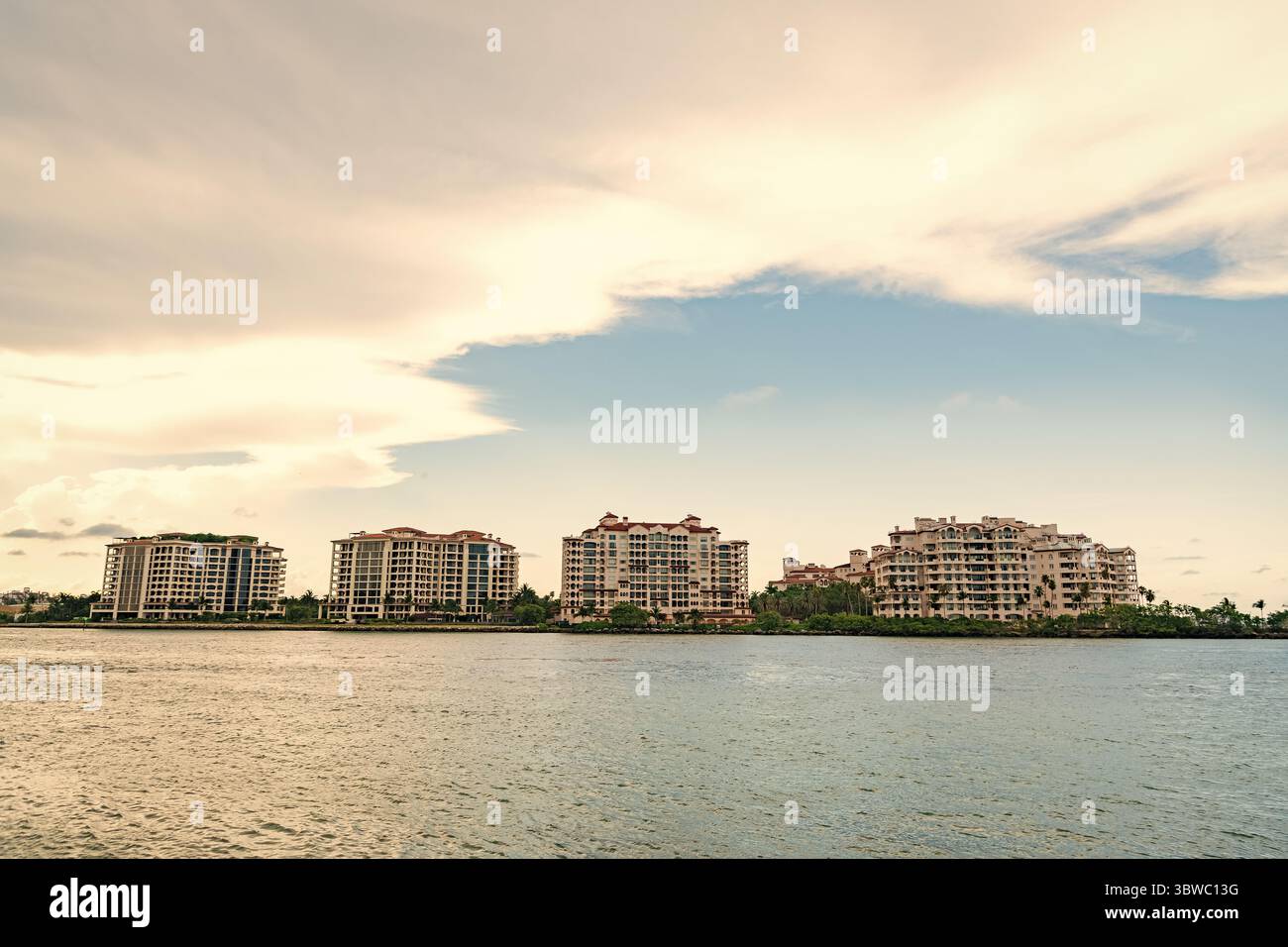 Residential building waterfront architecture in Miami Fisher island ...