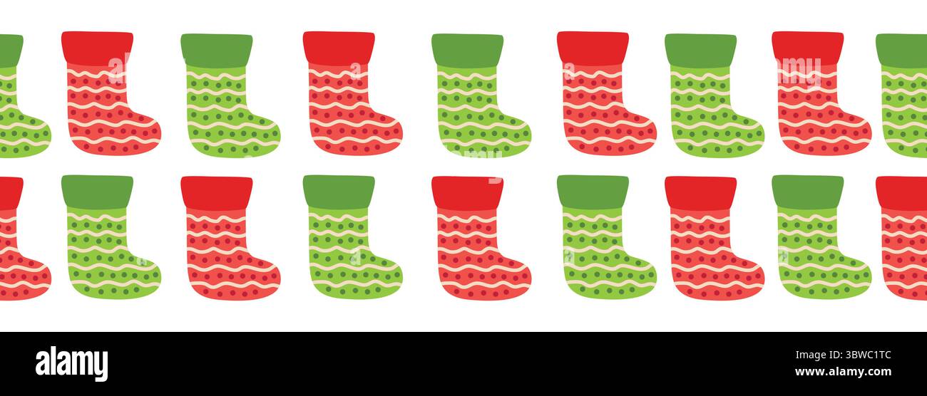 Merry Christmas seamless horizontal banner with candy cane, gingerbread ...