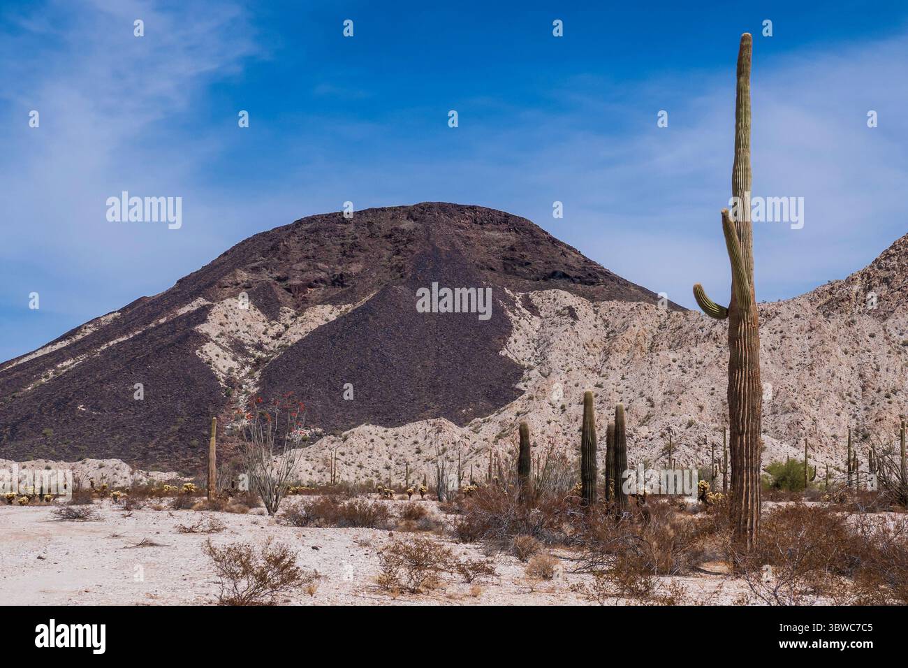 Lava flow over granite rocks, El Camino del Diablo, Cabeza Prieta ...