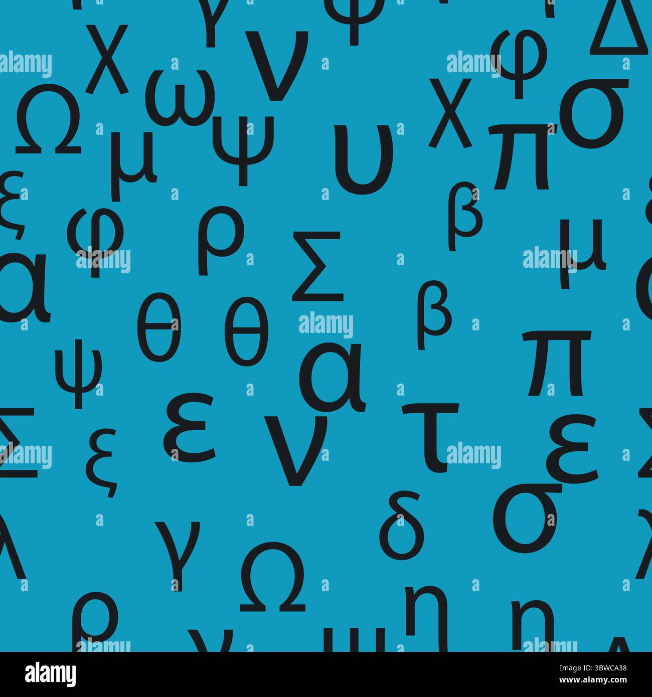 Seamless pattern Letters and symbols of the Greek alphabet. Bright ...