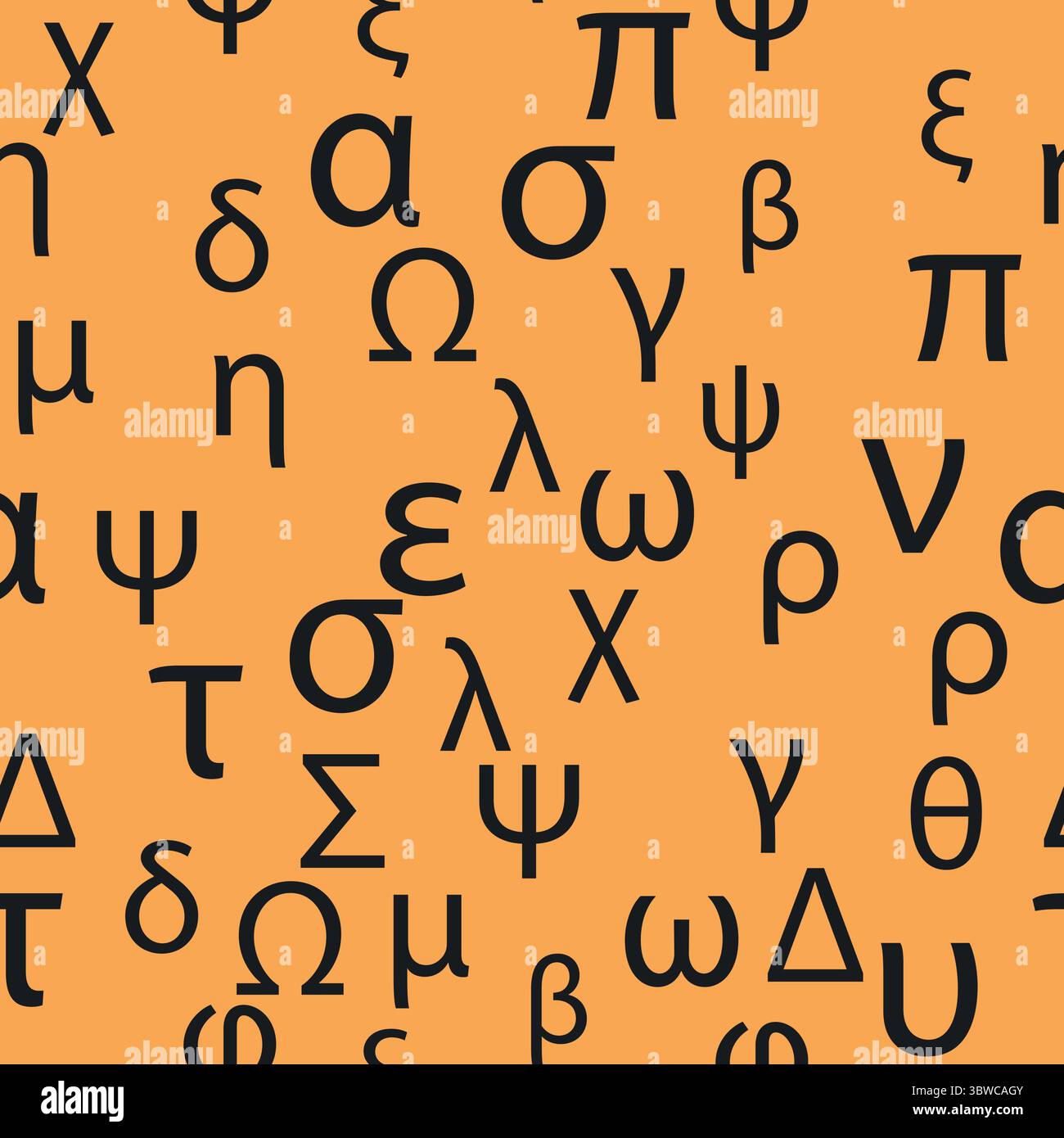 Seamless pattern Letters and symbols of the Greek alphabet. Bright ...