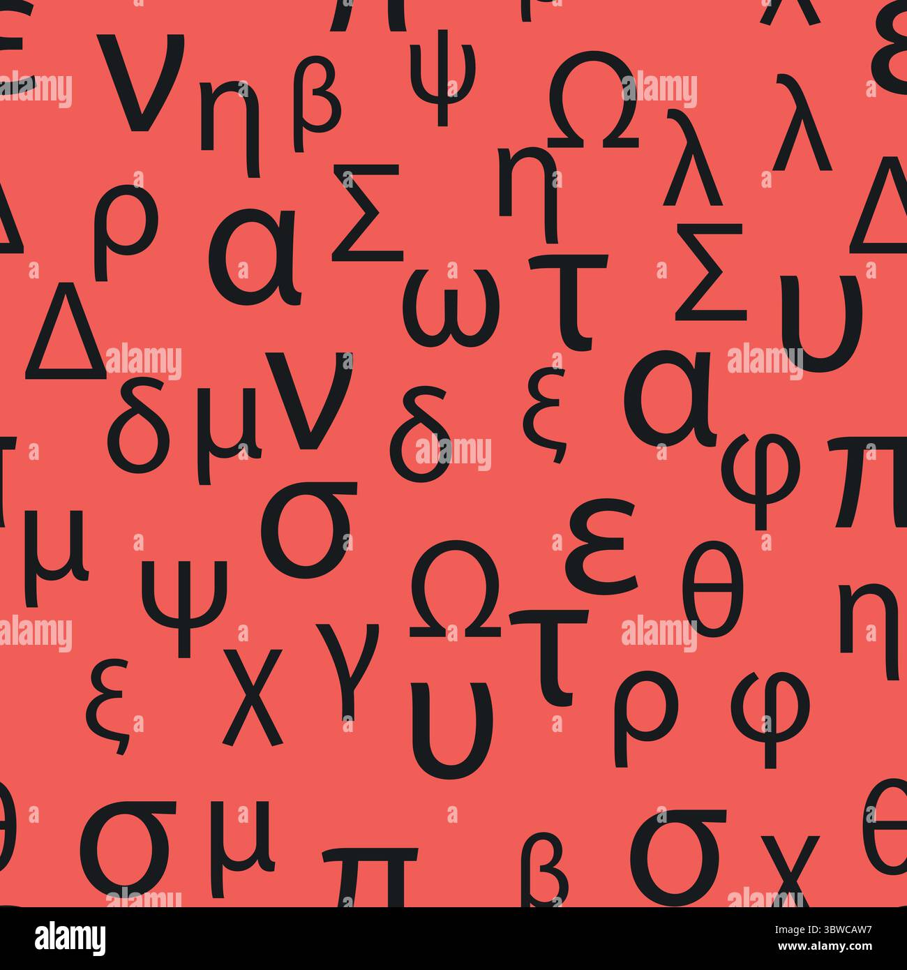 Seamless pattern Letters and symbols of the Greek alphabet. Bright ...