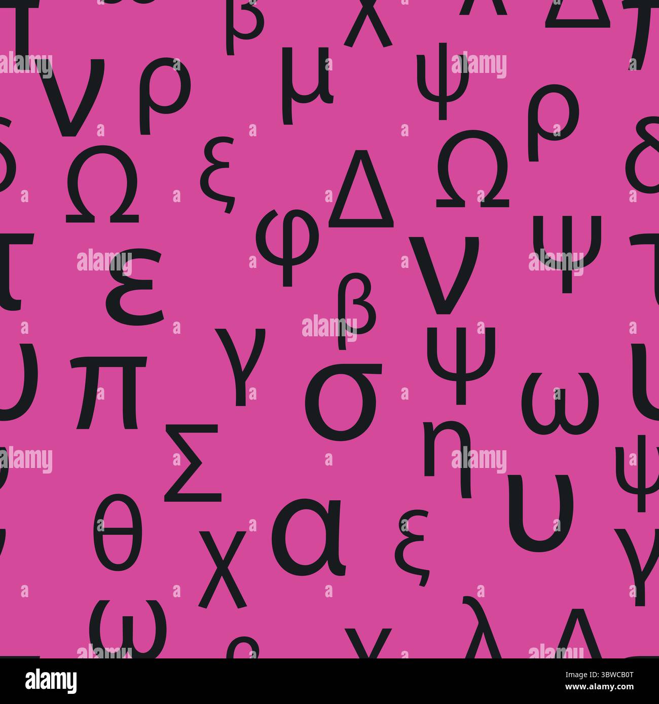 Seamless pattern Letters and symbols of the Greek alphabet. Bright ...
