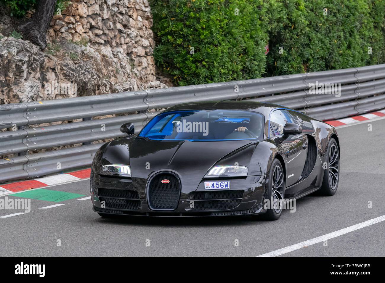 Monte Carlo, Monaco - View on a black carbon Bugatti Veyron 16.4 Super ...