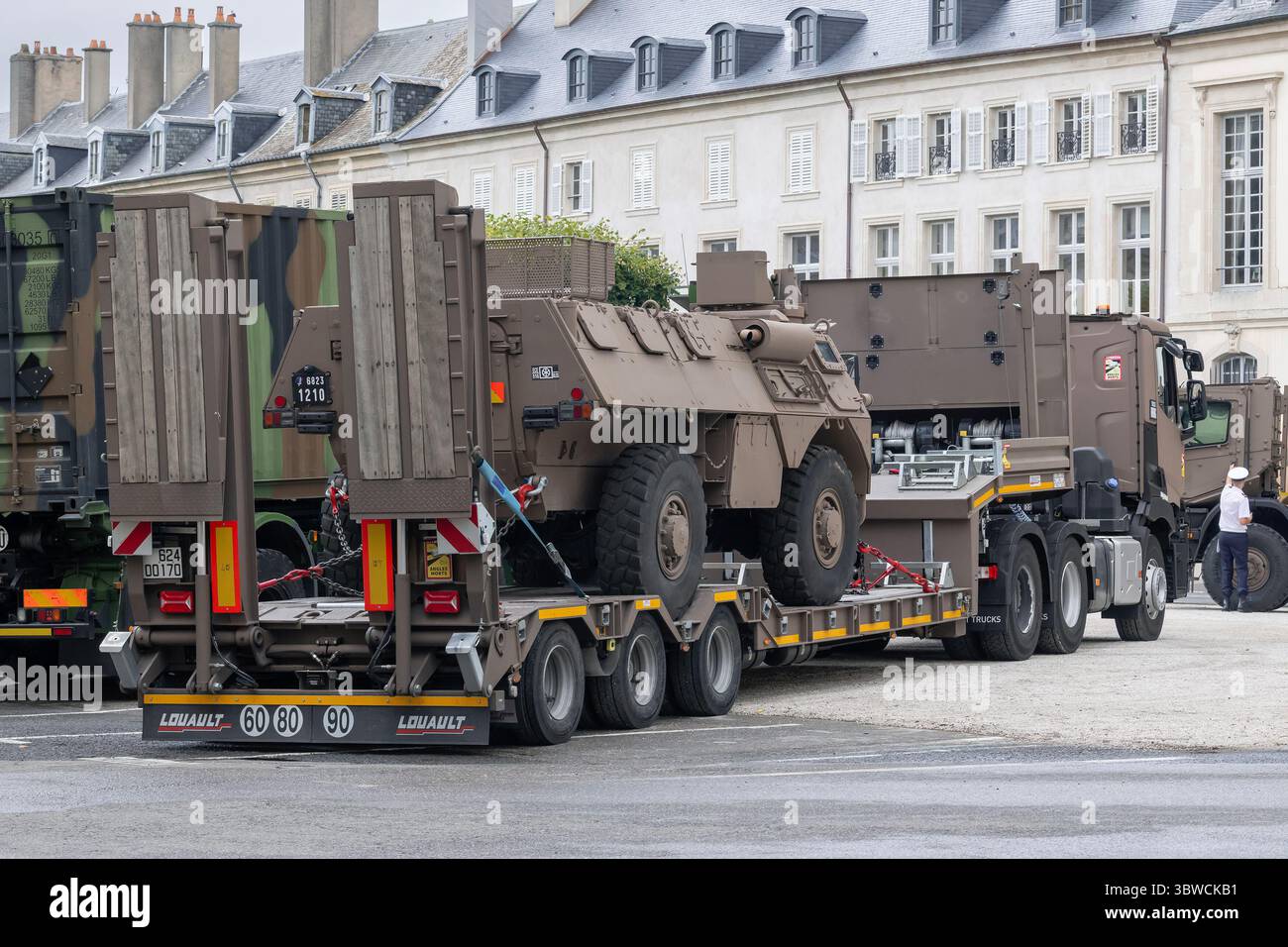 Nancy, France - French Army low-loader truck PEBS, based on a Renault ...