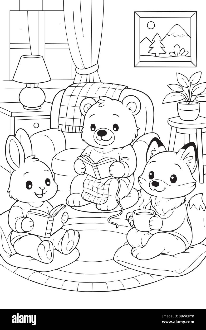 Reading with kids Black and White Stock Photos & Images - Alamy