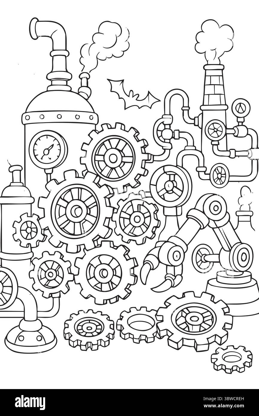 Machine gears mechanism automation Cut Out Stock Images & Pictures - Alamy