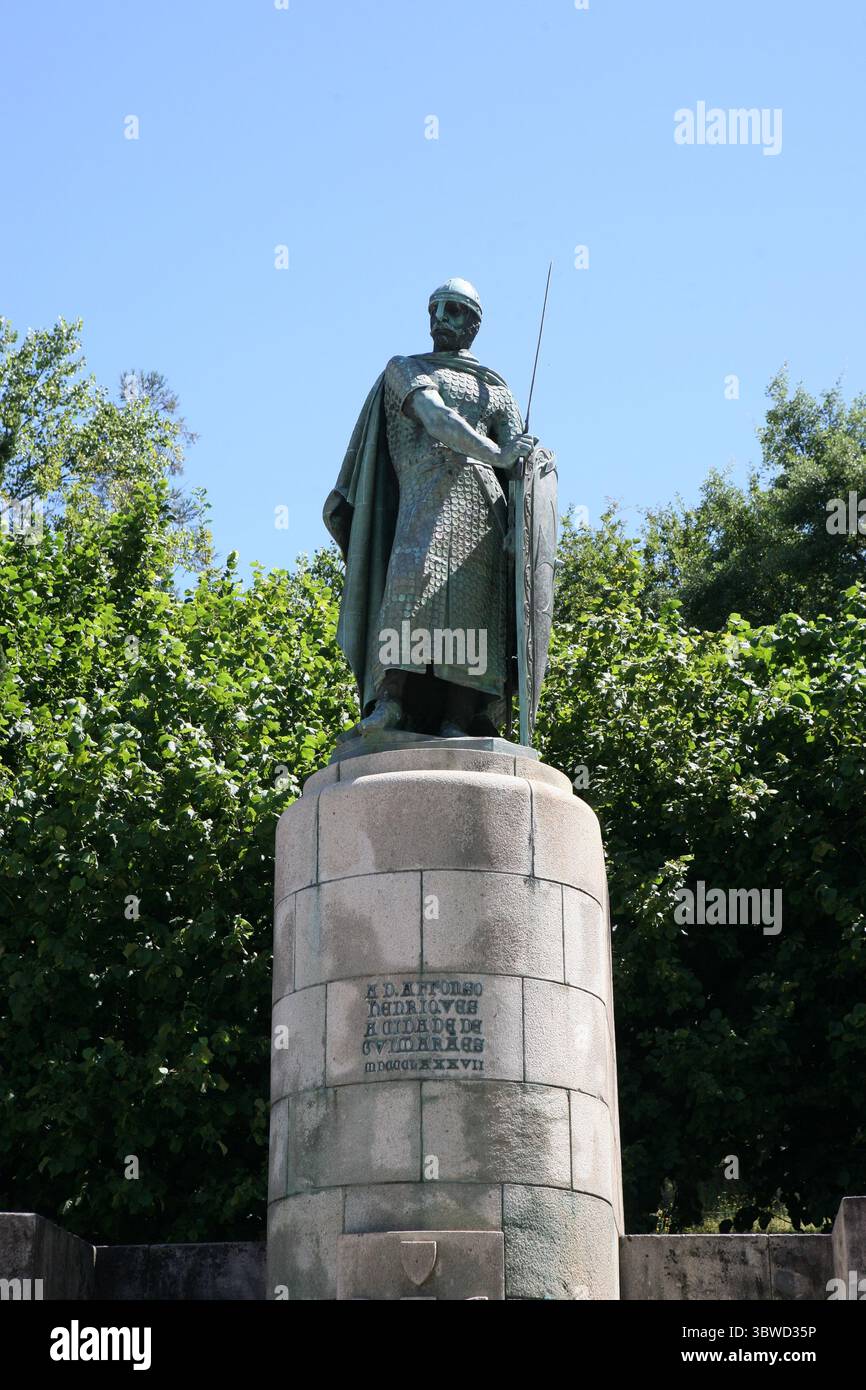 Statue of Dom Afonso I first king of Portugal in Guimaraes Stock Photo ...