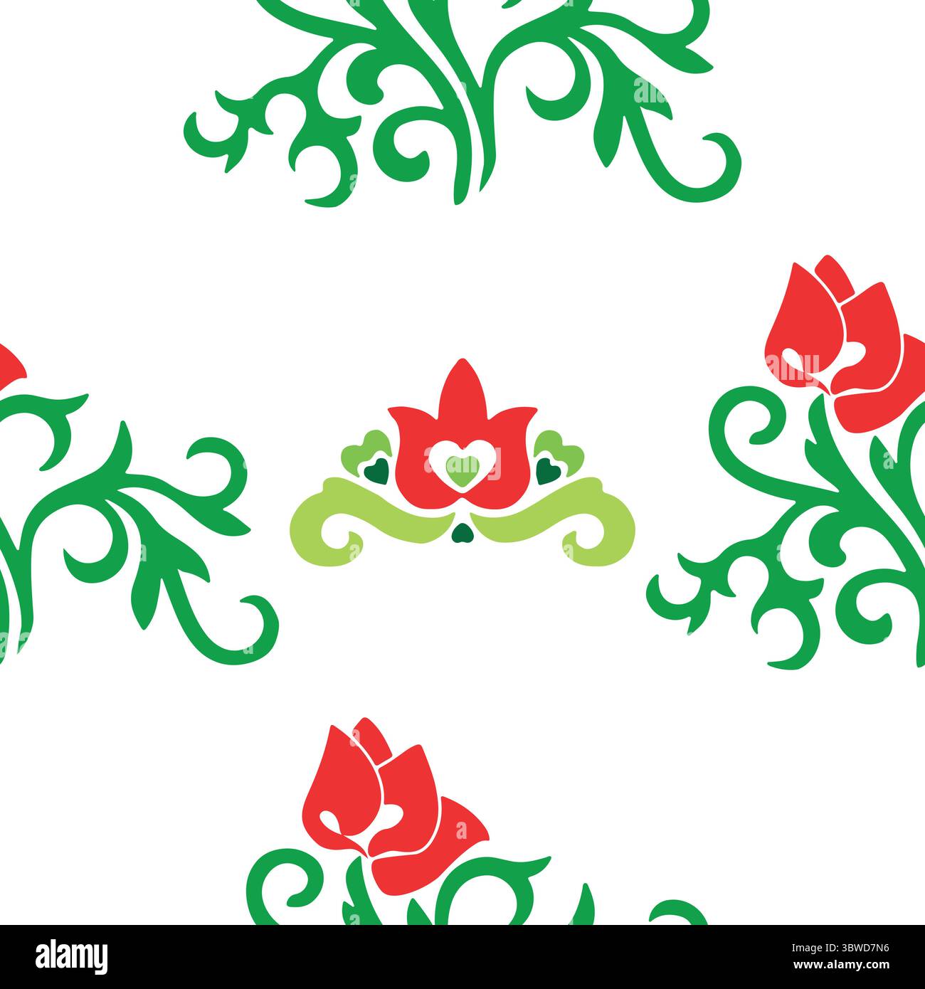 Islamic tulip, floral geometry. Tatar seamless pattern. Culture of the ...
