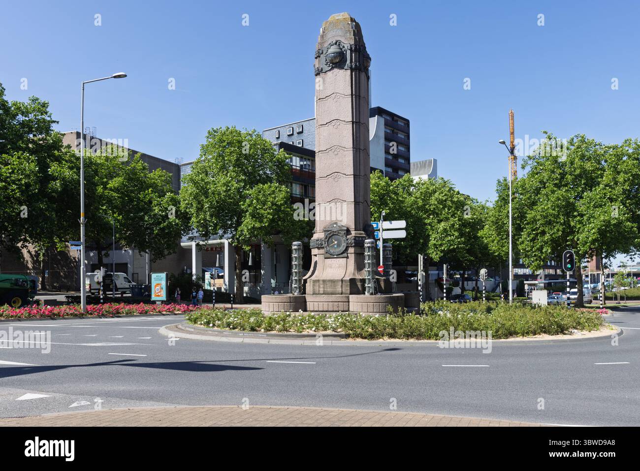 A grand, historic monument stands proudly in the center of a bustling ...