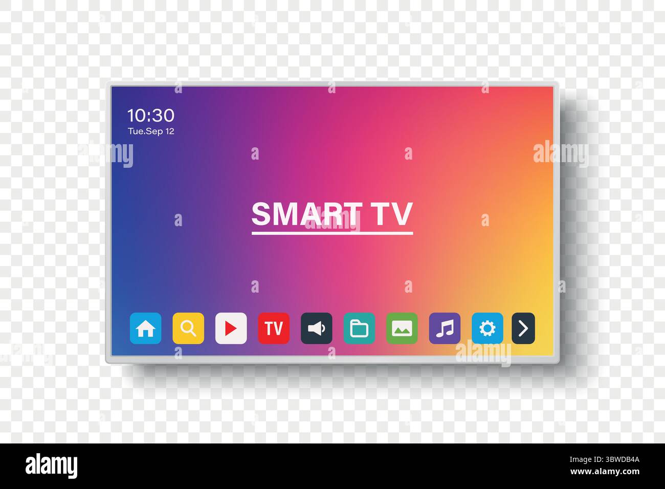 Vector 3d Realistic Smart TV Interface with Apps on Screen. Flat Smart ...