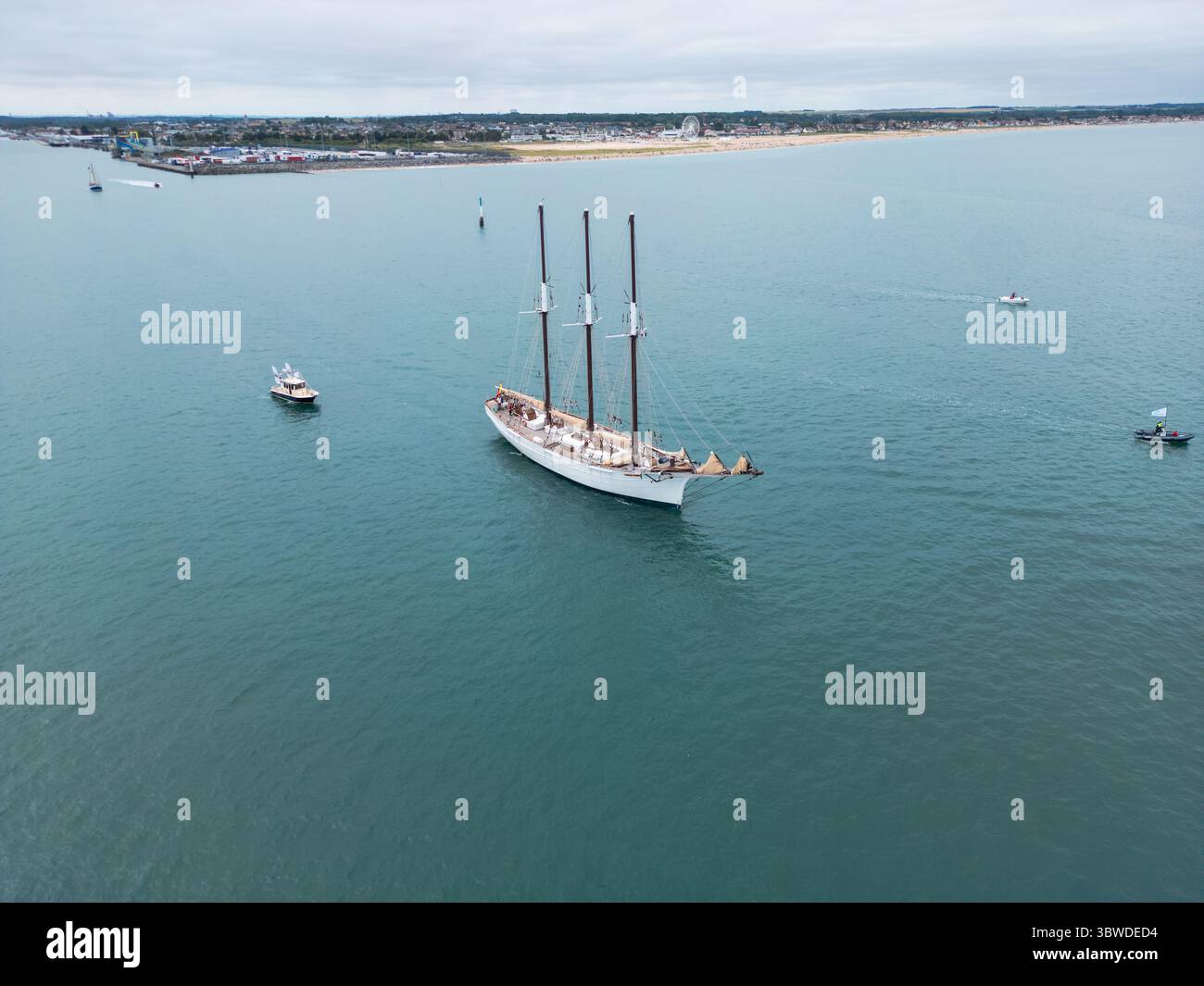 Ouistreham, France, June 29, 2025. Drone view of the Spanish three ...