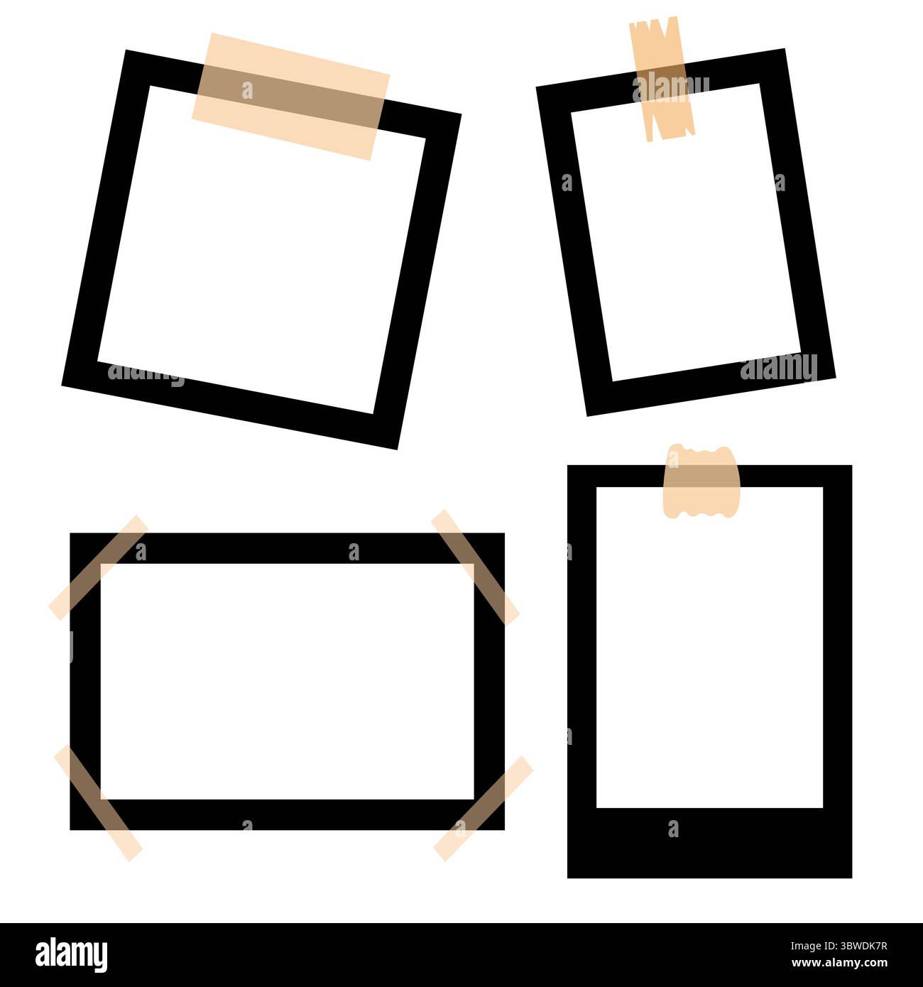 Polaroid frames with tape on white background. Photo frame templates ...