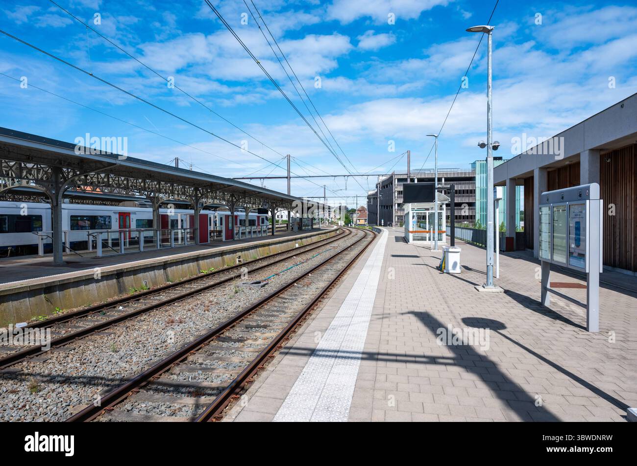 Local S train carriage at the railway station platform of Aalst, East ...