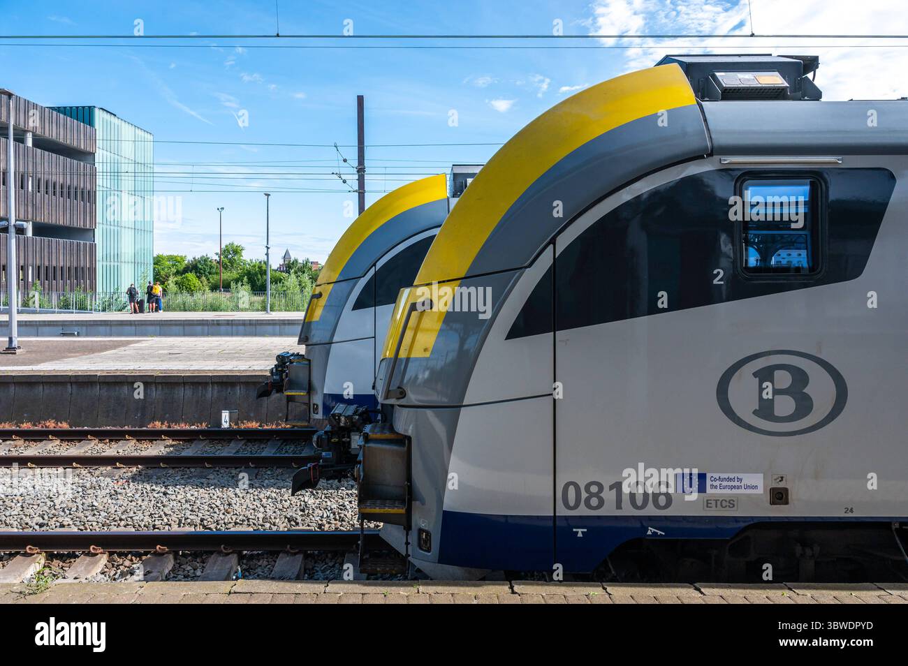 Local S train carriage at the railway station platform of Aalst, East ...