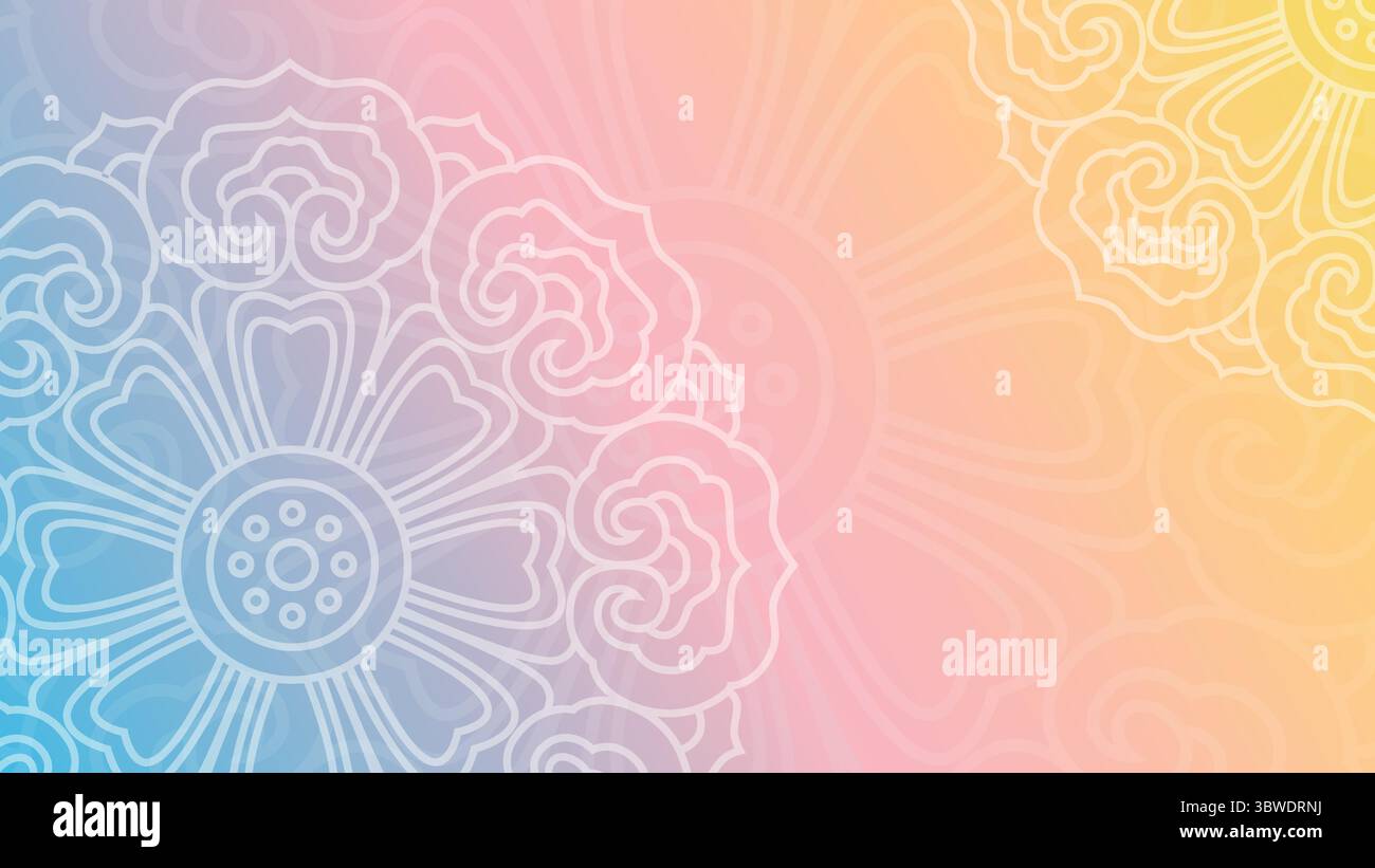 Round mandala on colorfull gradient background. Translucent mesh ...