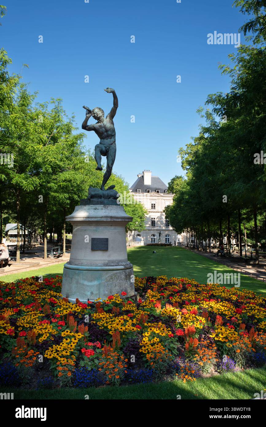 Statue of a dancing faun in the Luxembourg Gardens in Paris, France ...