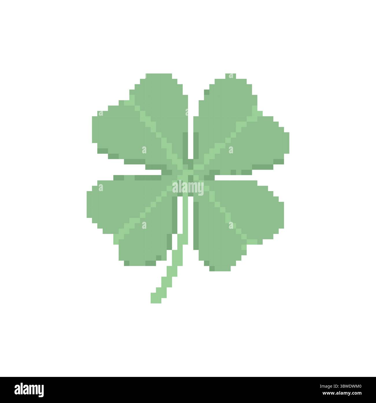 Pixel Art Four-Leaf Clover Cute 8-Bit Lucky Leaf Illustration for Game ...