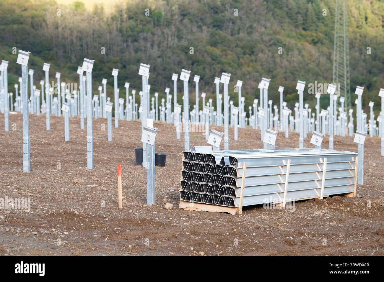 Construction Site For Solar Panel System, Transformation To Renewable ...