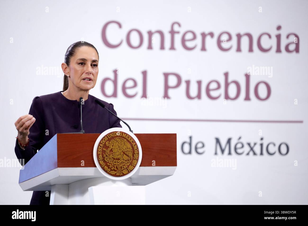 Mexico’s President Claudia Sheinbaum Pardo, speaks about the strategies ...