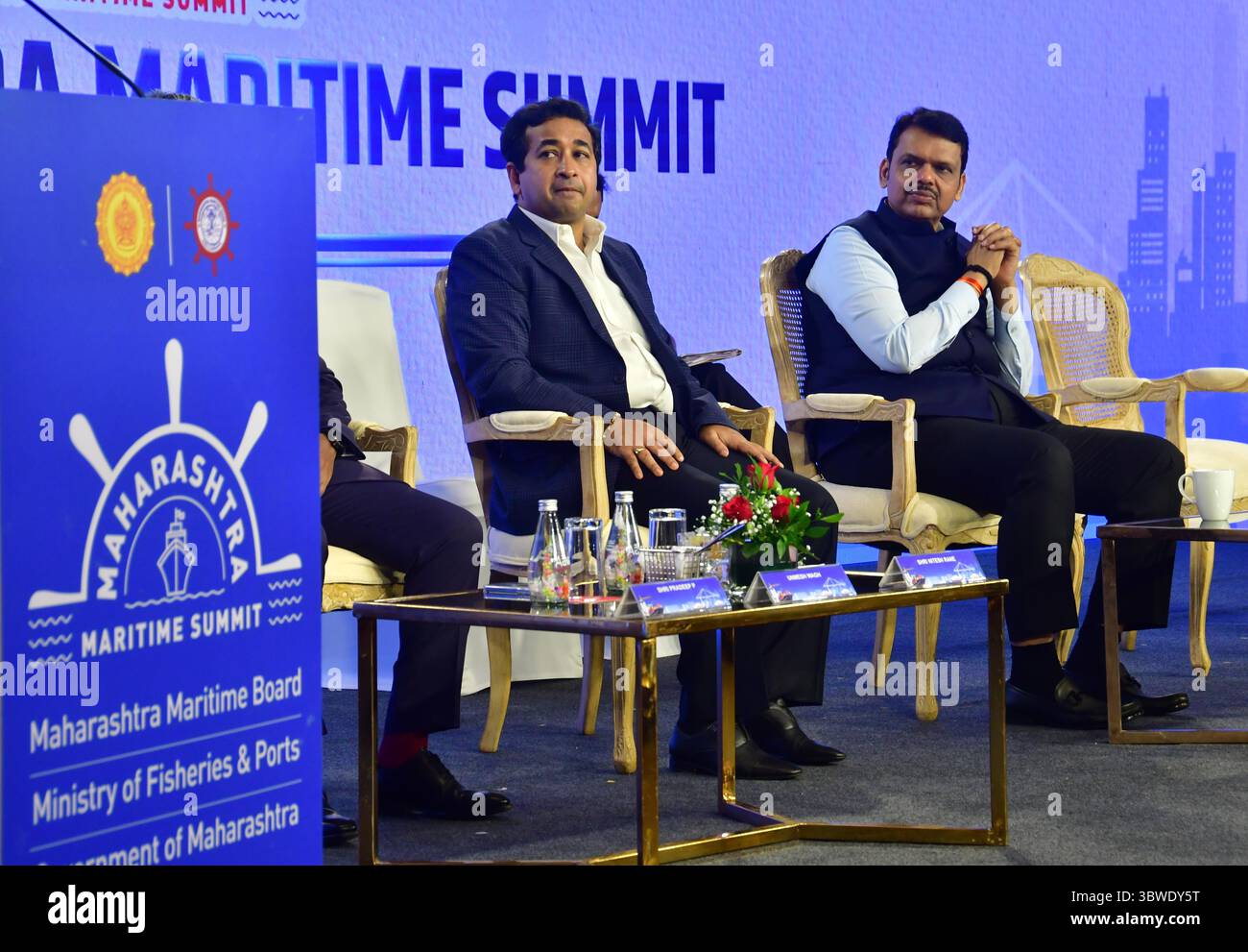 MUMBAI, INDIA - JULY 16: Maharashtra Chief Minister Devendra Fadnavis, and Cabinet Minister ...