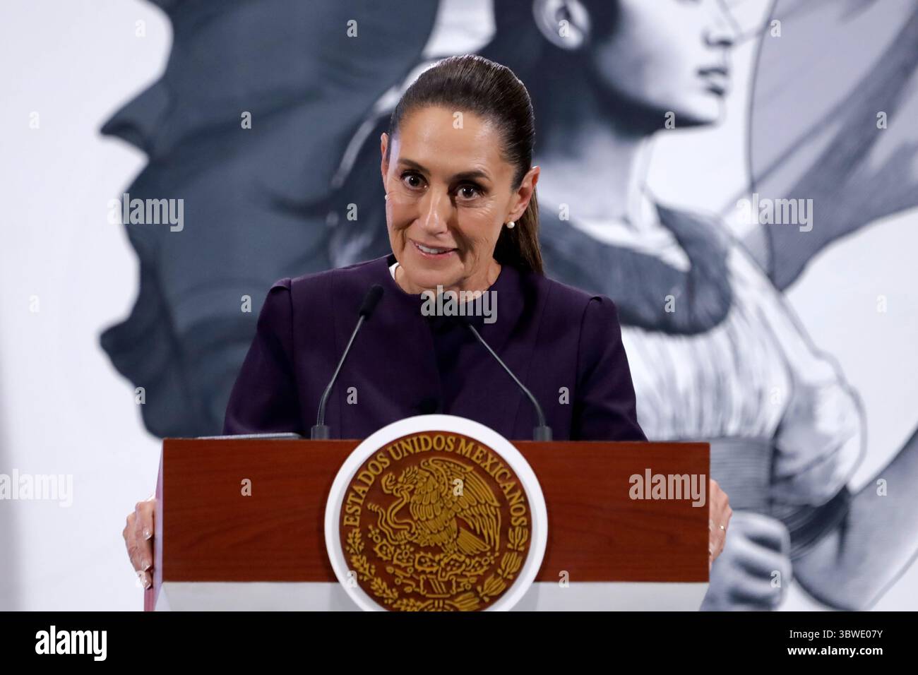 Mexico’s President Claudia Sheinbaum Pardo, speaks about the strategies ...