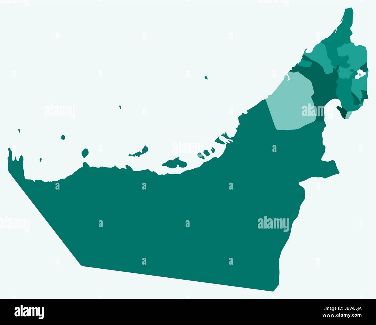 Map of United Arab Emirates with regions. Just a simple country border ...