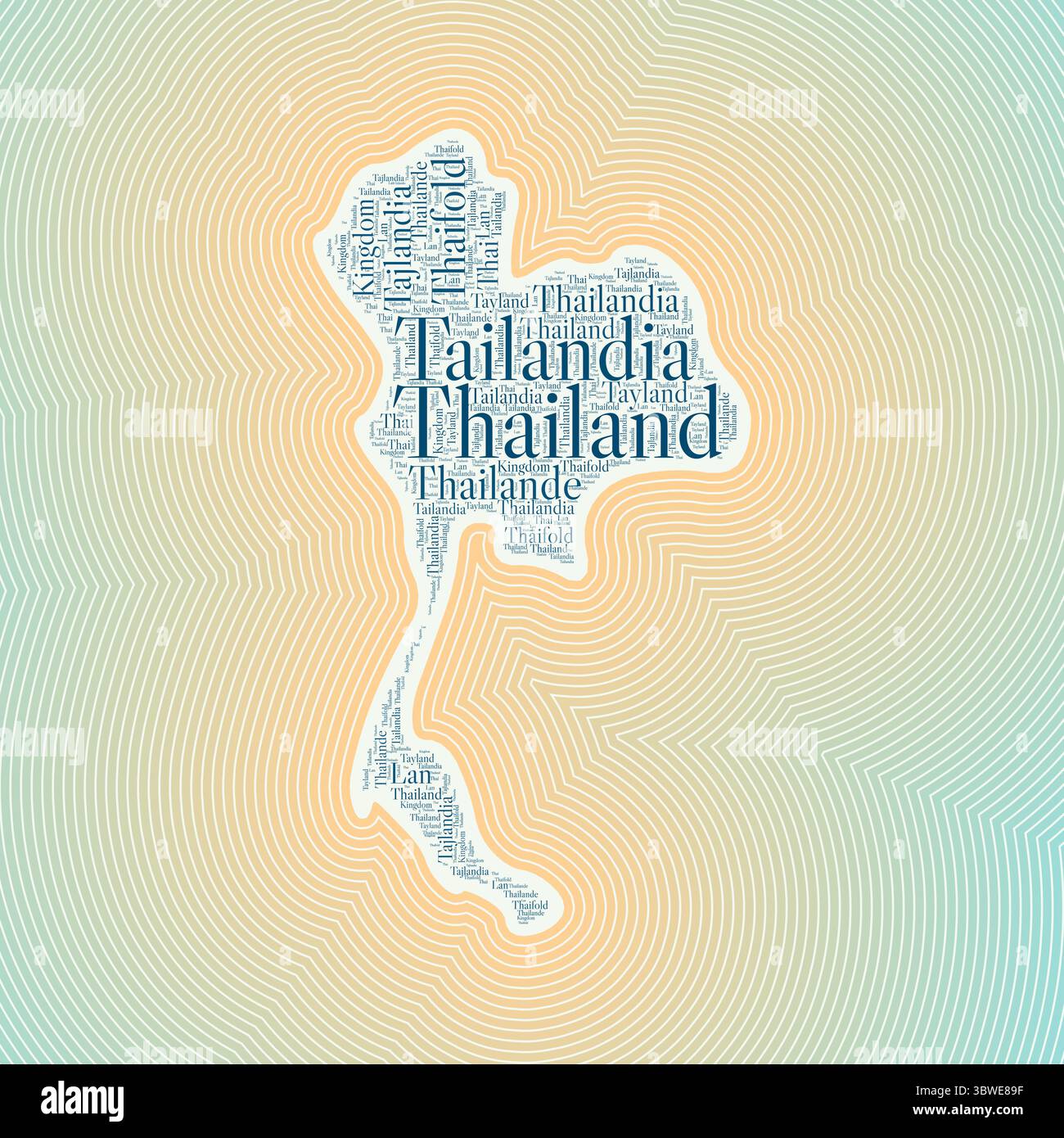 Thailand shape formed by country name in multiple languages. Thailand ...