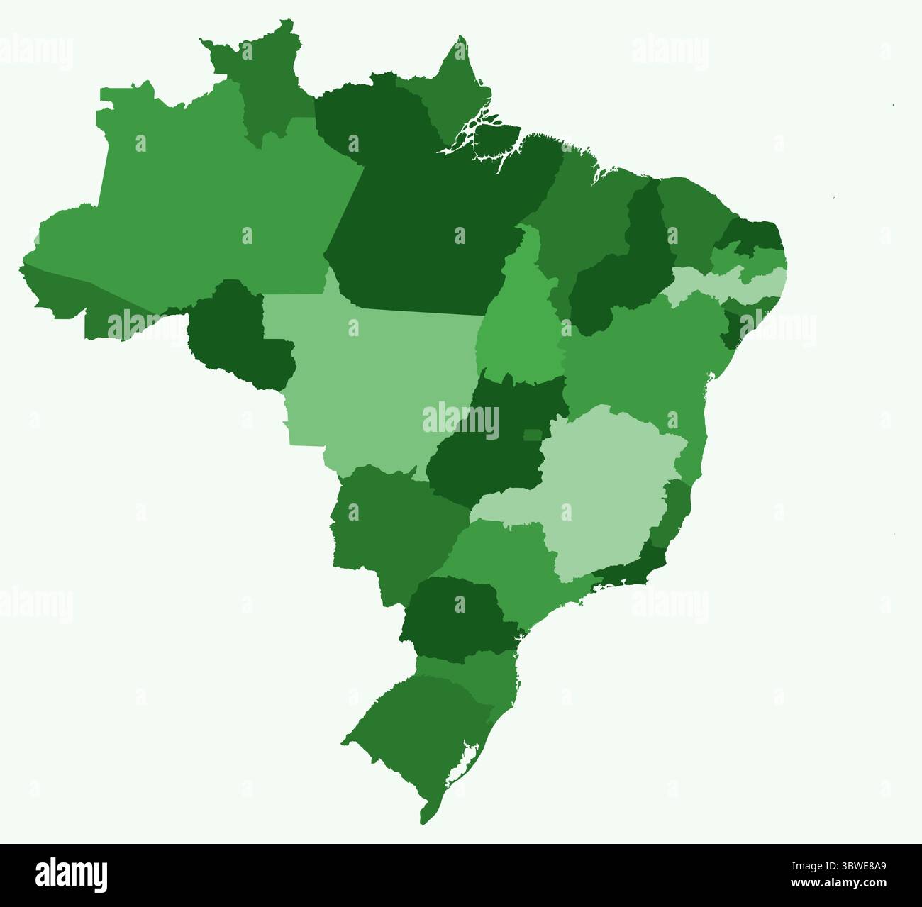 Map of Brazil with states. Just a simple country border map with state ...