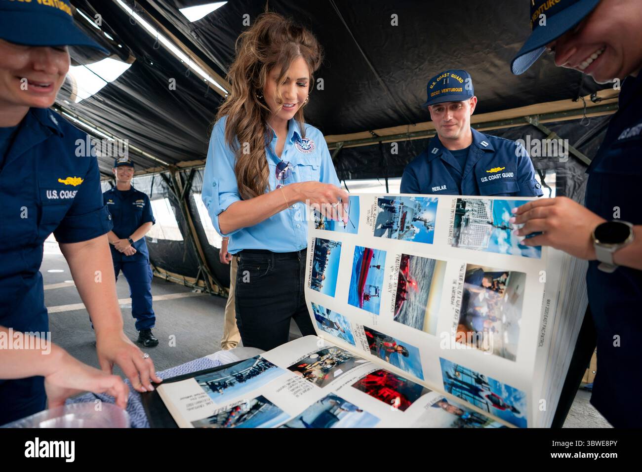 Homeland Security Secretary Kristi Noem tours U.S. Coast Guard Cutter Venturous (WMEC-625) on ...