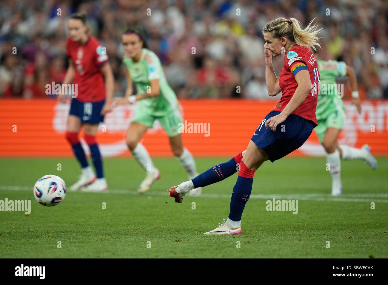 Norway's Ada Hegerberg shoots a penalty kick during the Women's Euro ...
