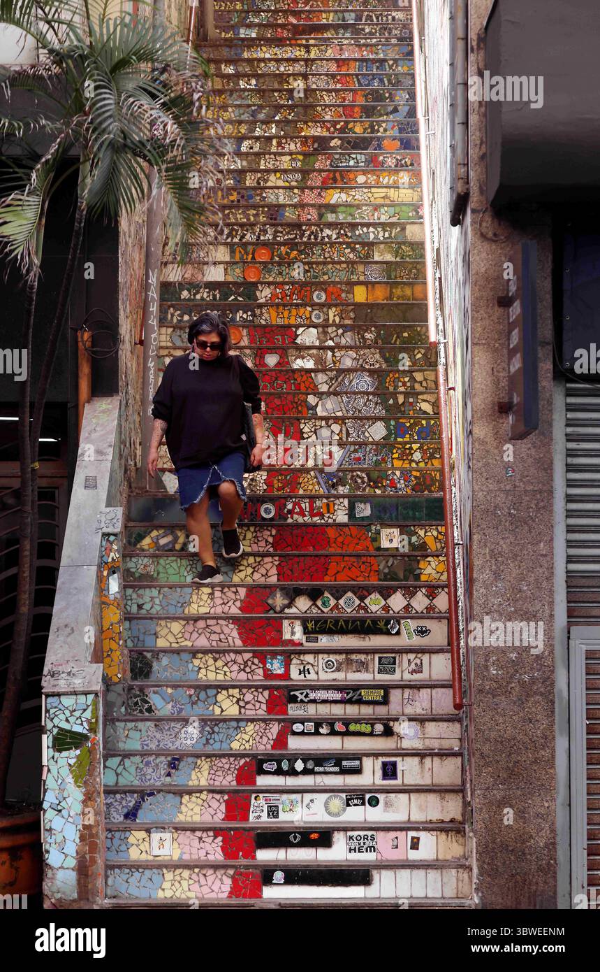 July 16, 2025, Rio De Janeiro, Rio De Janeiro, Brazil: A woman walks ...