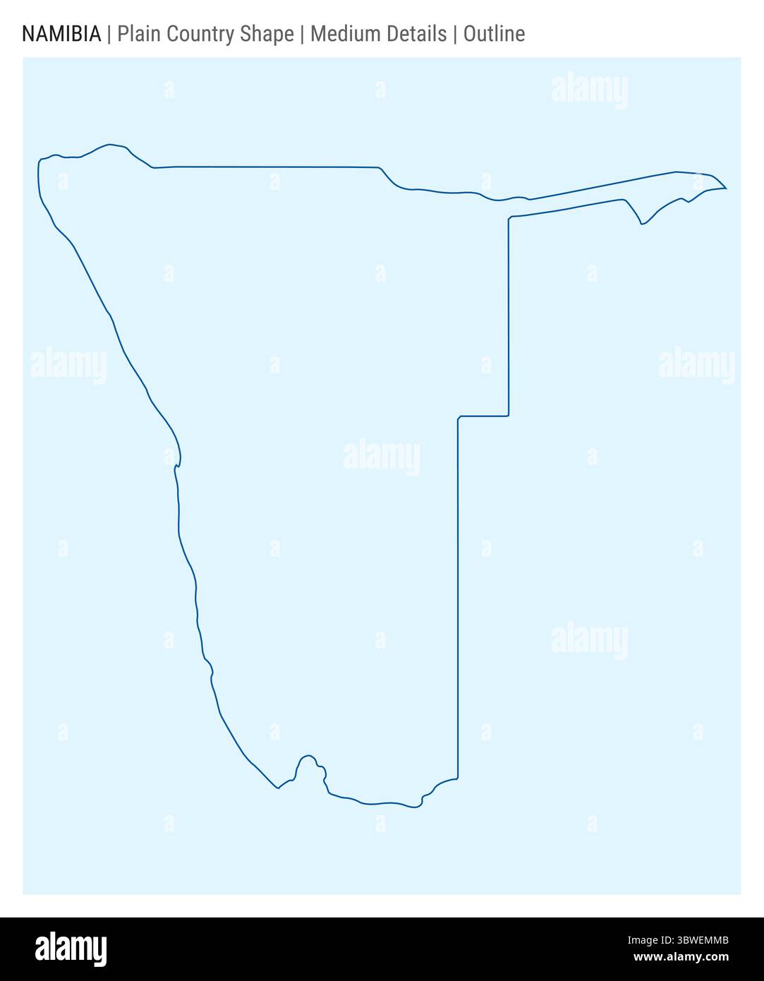 Namibia plain country map. Medium details. Outline style. Shape of ...