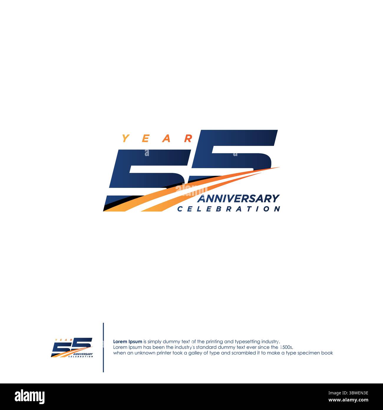 55 Years Anniversary logotype design flat style design template. Vector ...