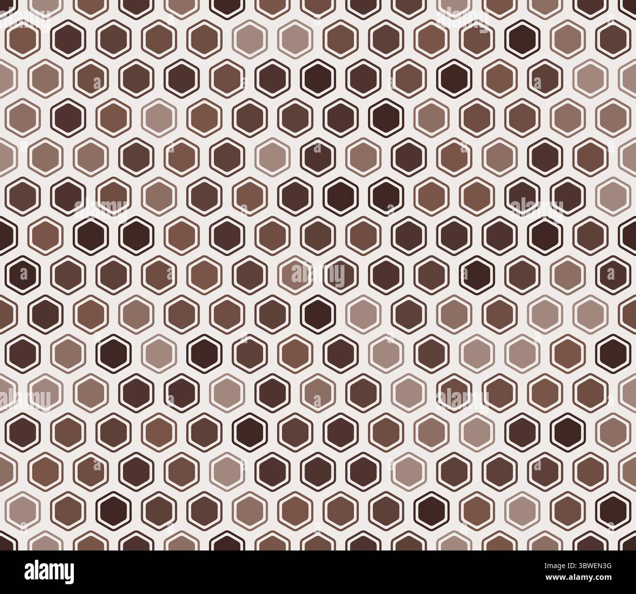 Mosaic background. Bold rounded hexagons mosaic cells with padding and inner solid cells. Brown ...