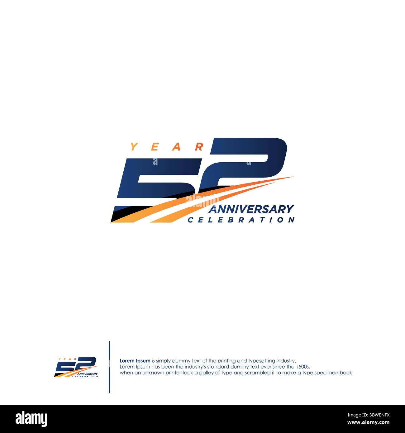 52 Years Anniversary logotype design flat style design template. Vector ...