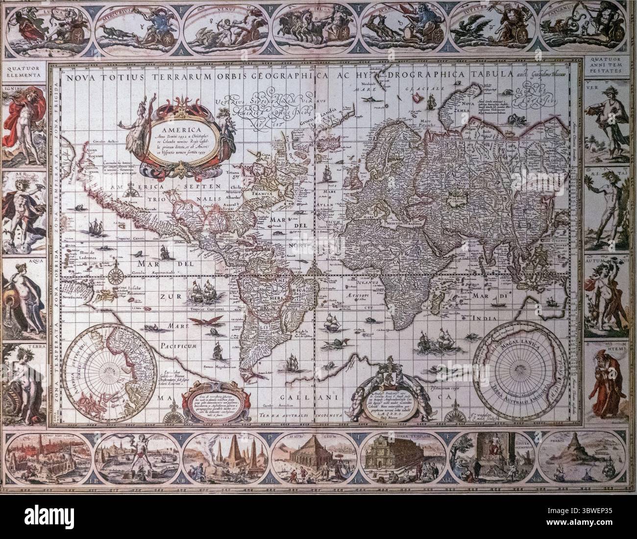 World map nova totius terrarum orbis geographica ac hydrographica tabula hi-res stock ...
