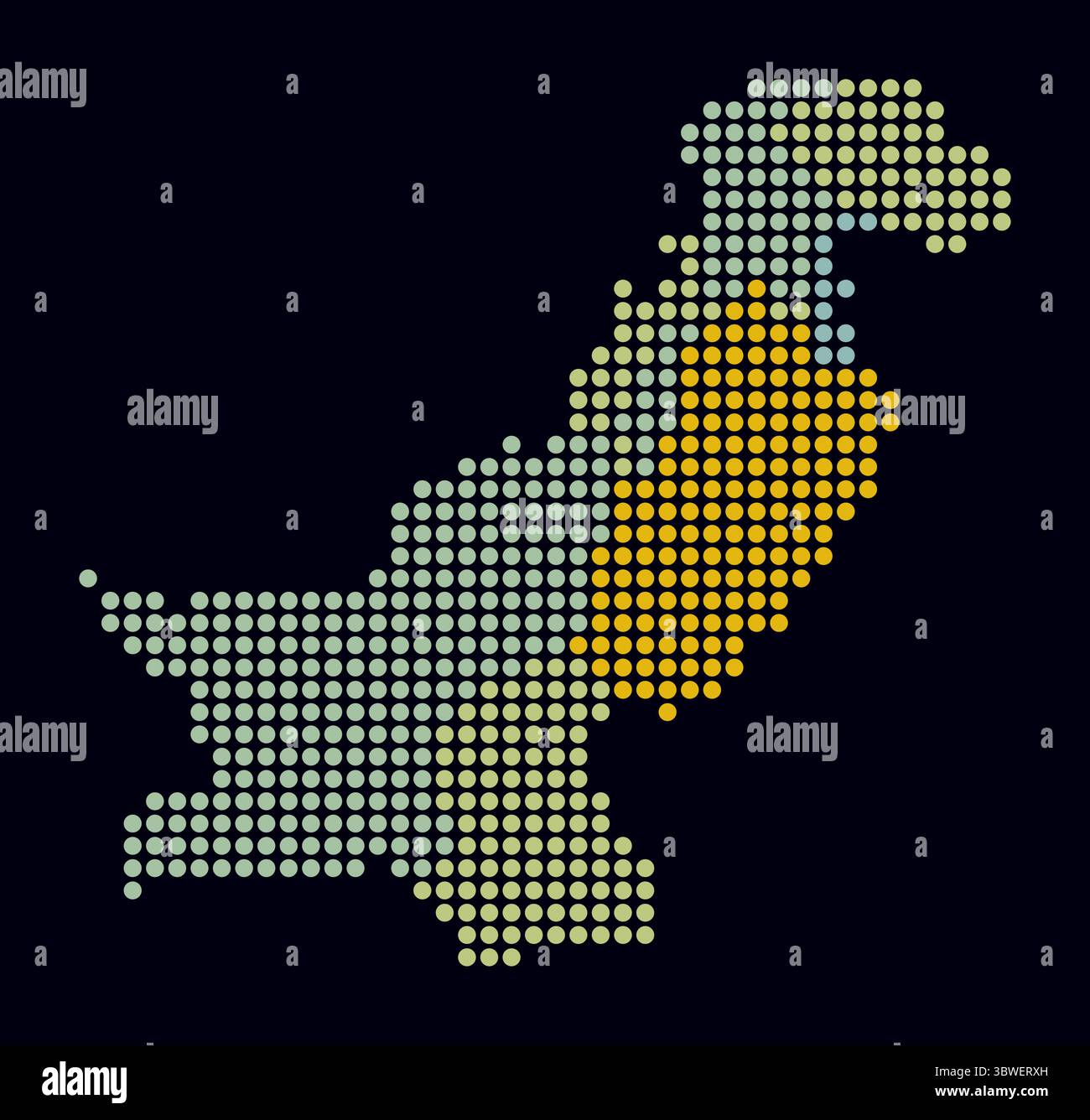 Pakistan dotted map. Digital style map of the country on dark ...