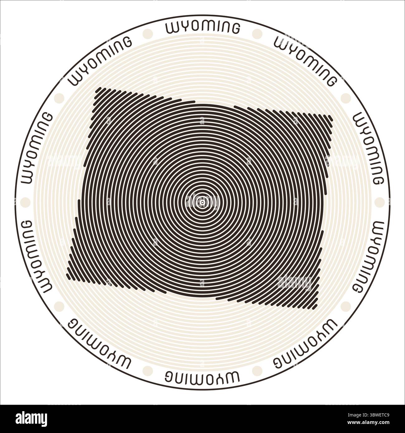 Wyoming round logo design. State shape built of rings. Wyoming text ...