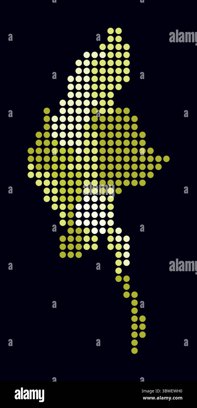 Myanmar dotted map. Digital style map of the country on dark background ...