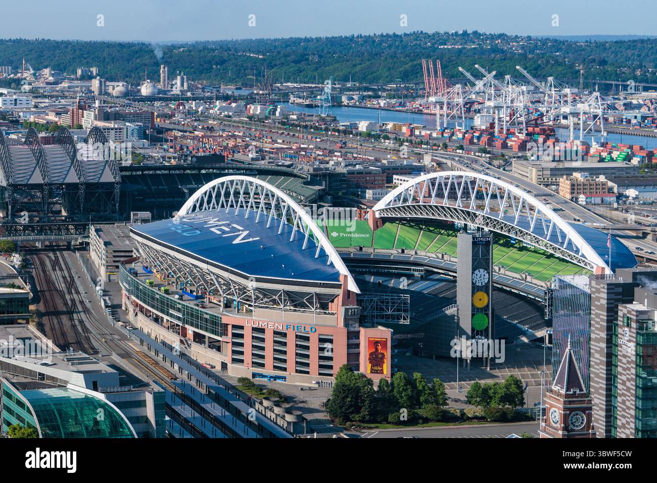Seattle, United States - 25 May 2023: Aerial view of a vibrant stadium ...