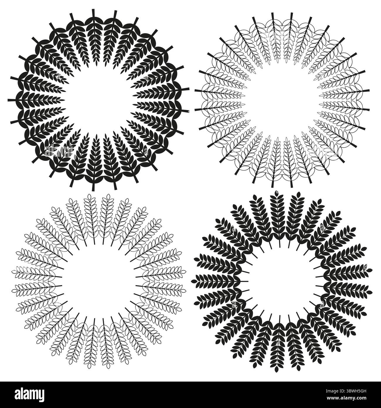 Wheat circle patterns. Grain ear design. Cereal Vector element ...